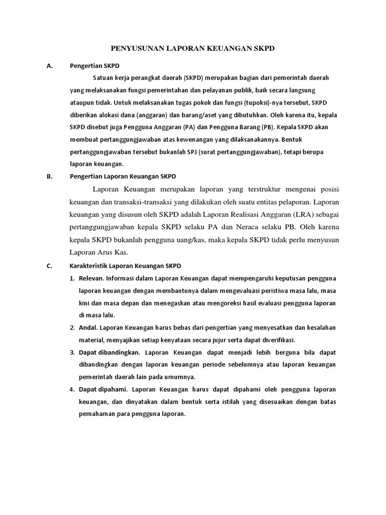 Penyusunan Laporan Keuangan SKPD | PDF