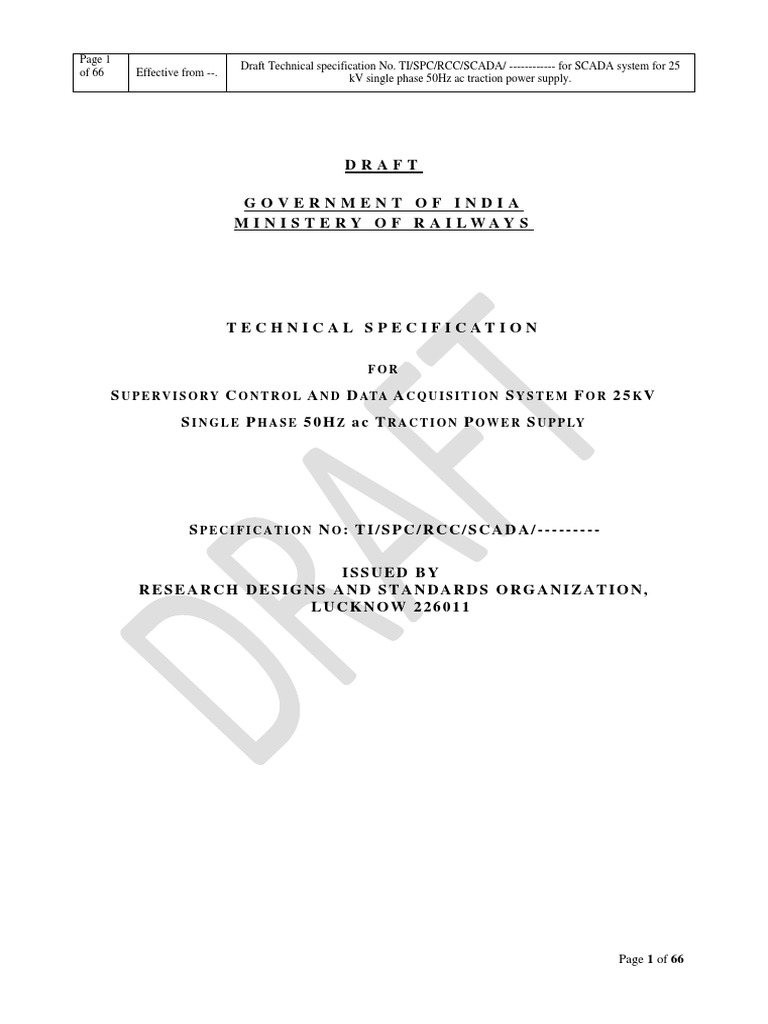 Final Draft - 25 KV Traction SCADA - SPECIFICATION Final Draft | PDF | Electrical Substation ...