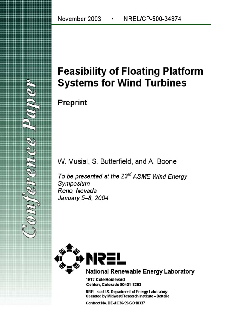 Feasibility of Floaters For Wind Turbines | PDF | Anchor | Offshore ...
