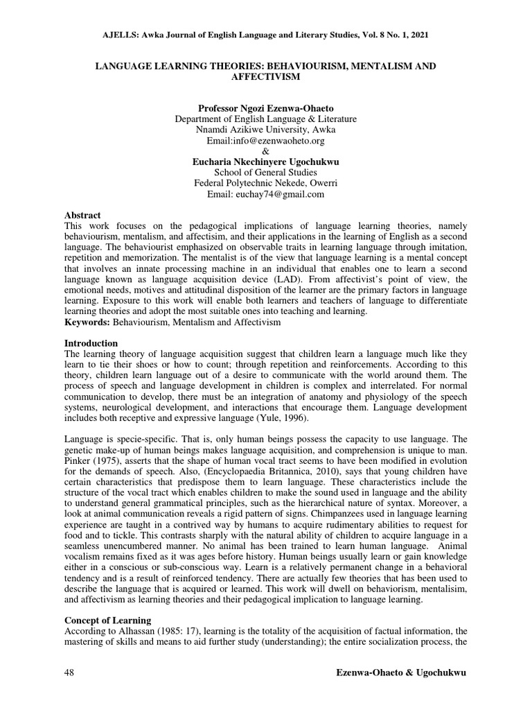 Language Learning Theories: Key Insights | PDF | Behaviorism | Learning