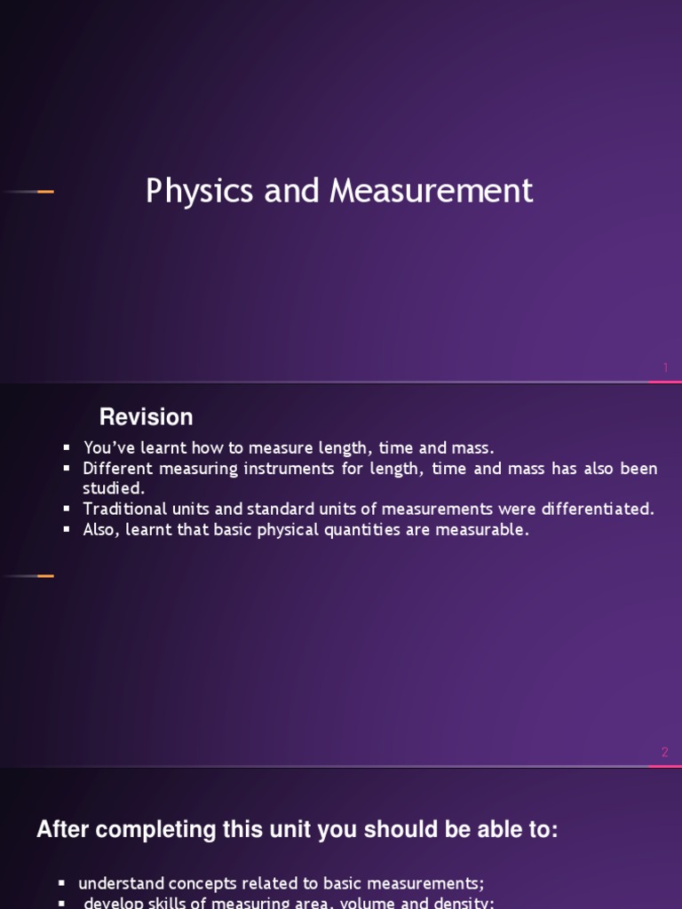 Physics and Measurement Lesson 1 | PDF