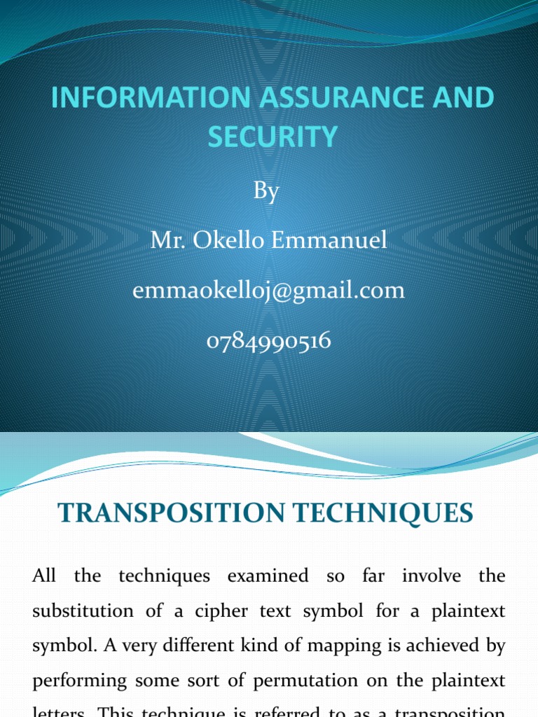 Information assurance techniques for securing communications | PDF | Cryptography | Key ...