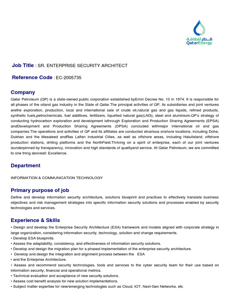 Senior Enterprise Security Architect Role | PDF | Computer Security ...