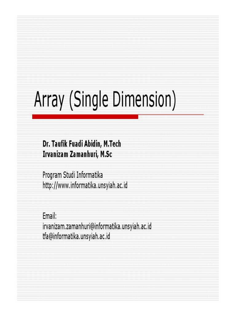 Slide 06 - Array Single Dimension | PDF