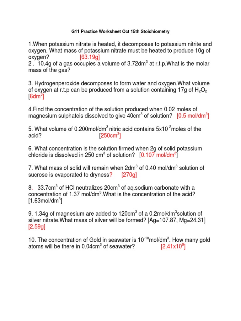Stoichiometry | PDF