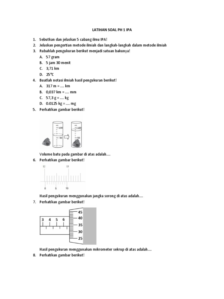 Latihan Soal PH 1 Ipa | PDF