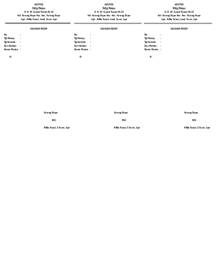 Blanko Copy Resep | PDF