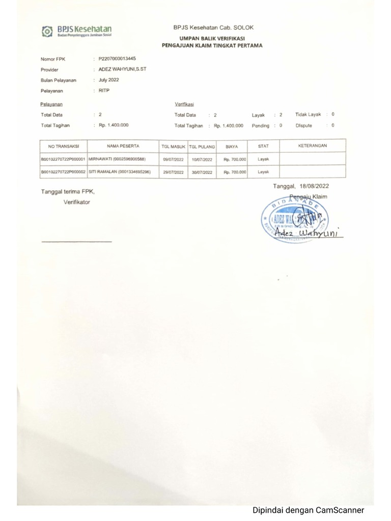 BA BPM Ades Wahyuni DPP DR - Rini Azizah Juli 22 | PDF