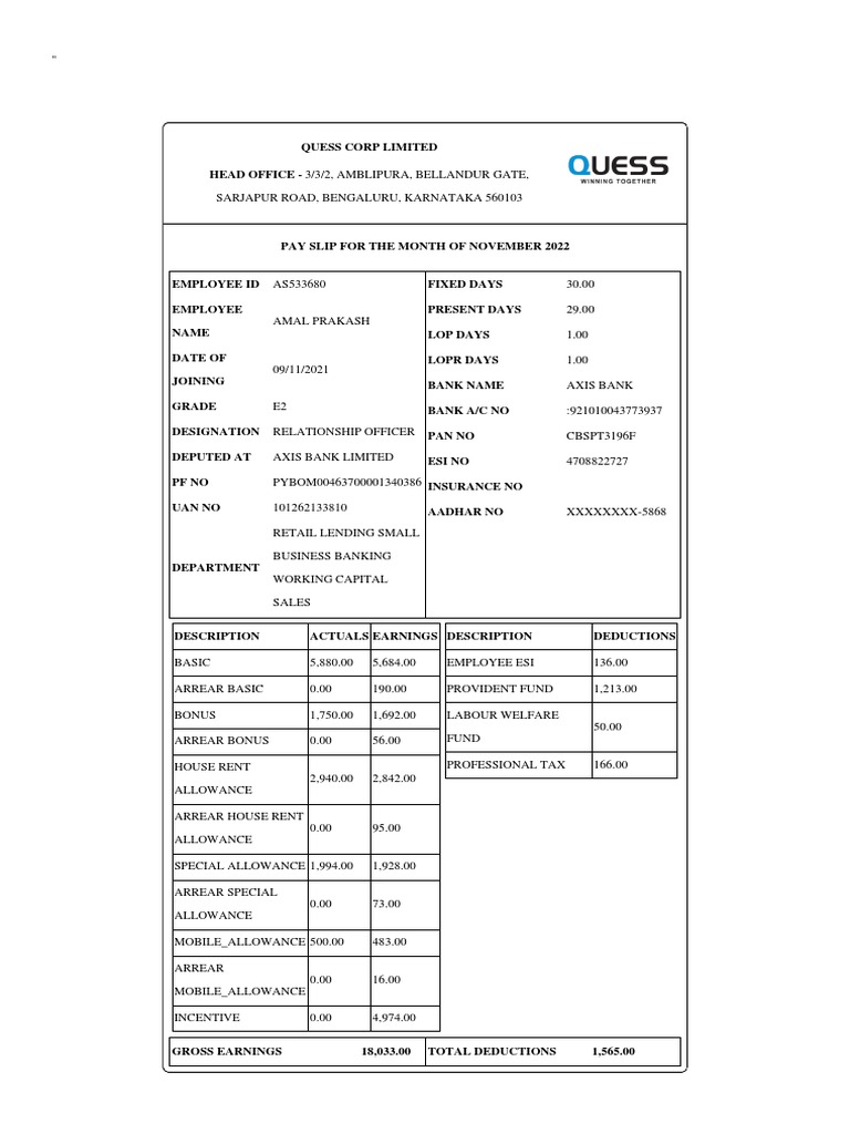 Payslip November 2022 | Download Free PDF | Taxes | Government