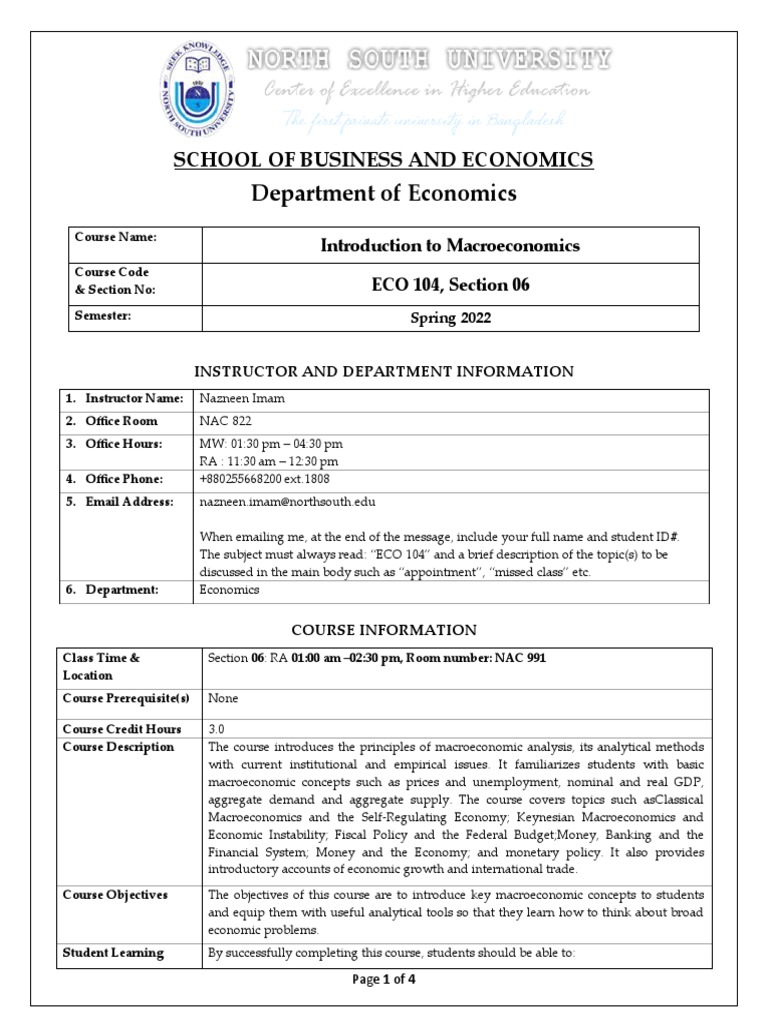 ECO104 CourseOutline 06 | PDF | Macroeconomics | Economics