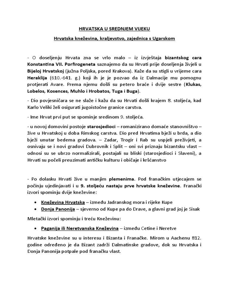 Hrvatska U Srednjem Vijeku | PDF