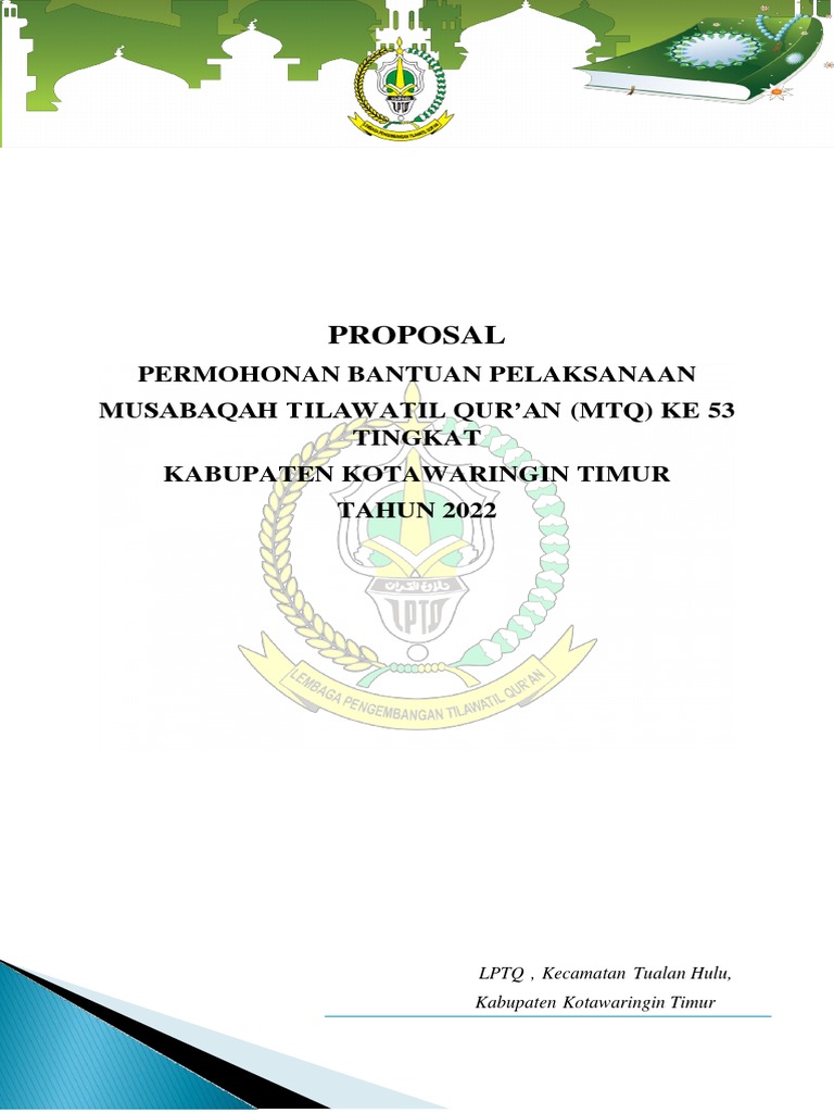 Proposal Permohonan Bantuan Pelaksanaan MTQ | PDF