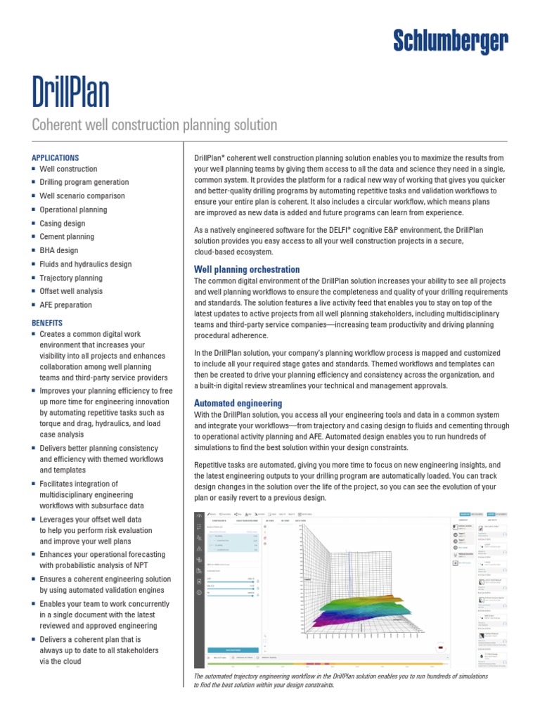 WE20 DrillPlan Coherent Well Construction Planning Solution Product Sheet | PDF | Engineering ...