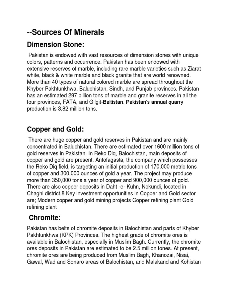 An Overview of Pakistan's Abundant Mineral Resources: Dimension Stone ...