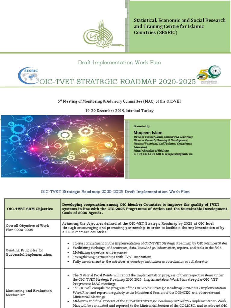 Oic-tvet Strategic Roadmap 2020-2025 Ppt Sesric 19-12-2019 Istanbul 