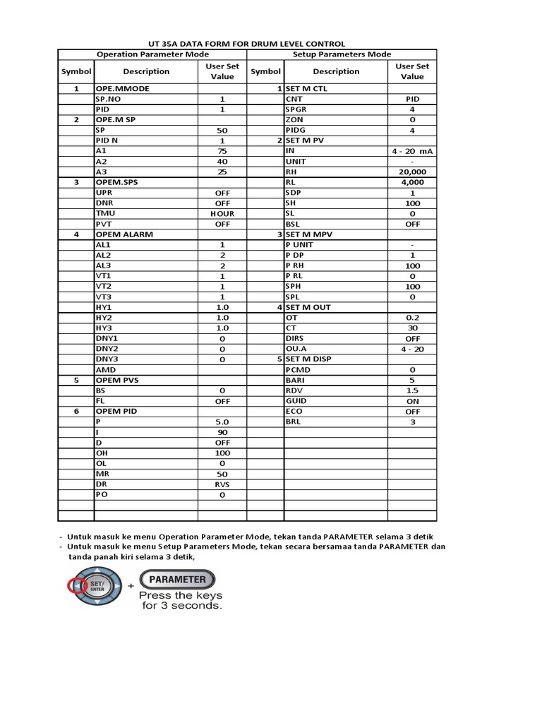 UT. 35A Water Level Setting Parameter | PDF