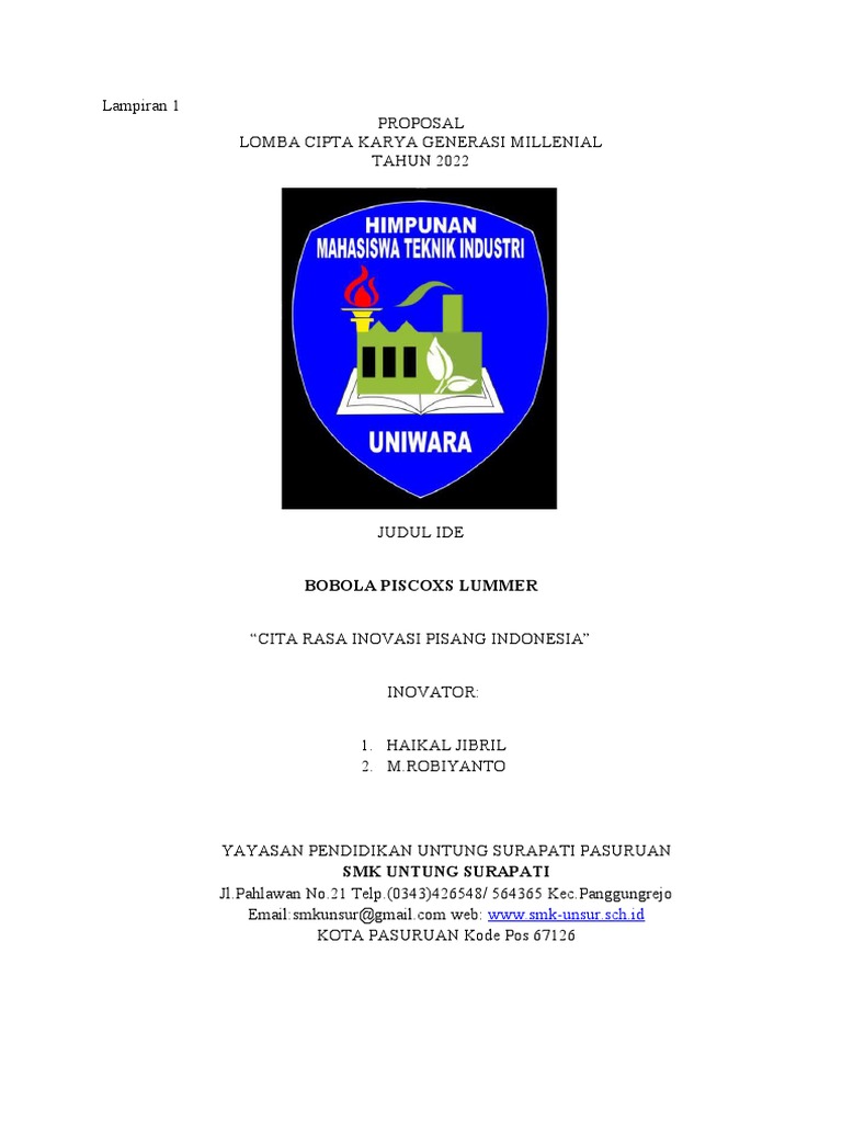 Proposal Usaha Kuliner Bobola Piscoxs | PDF