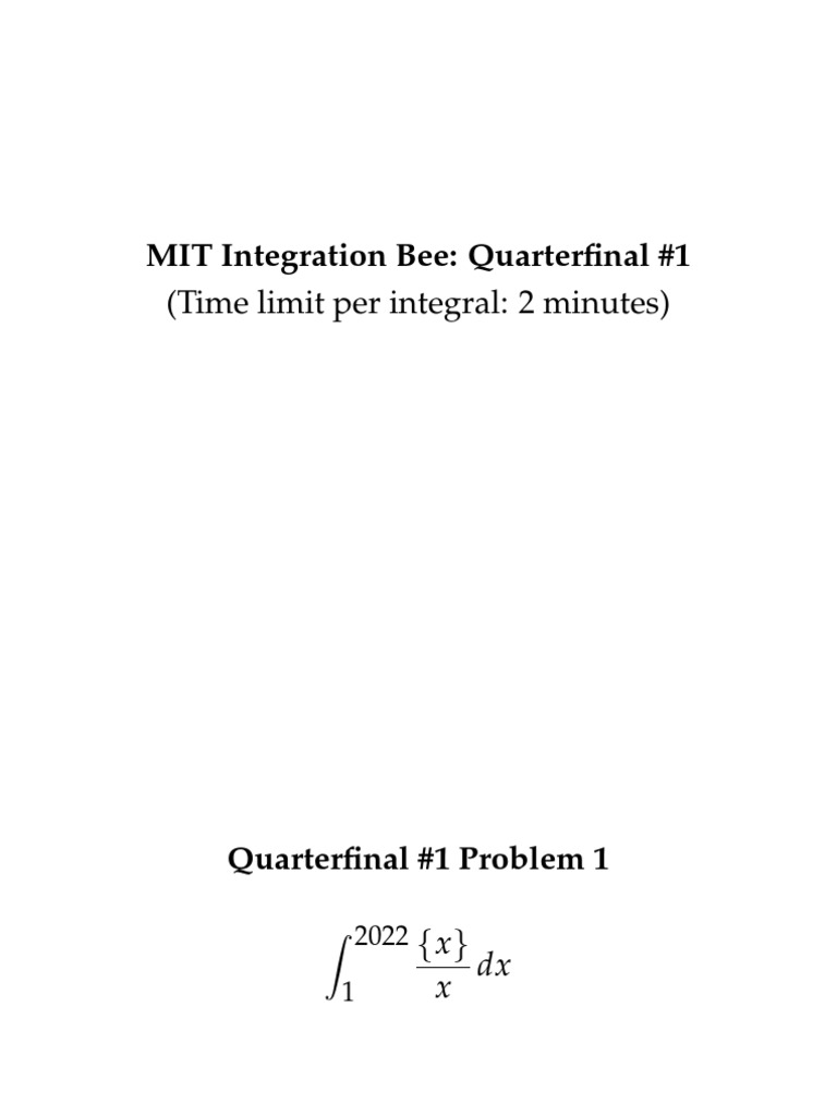 MIT Integration Bee Quarterfinals Recap | PDF