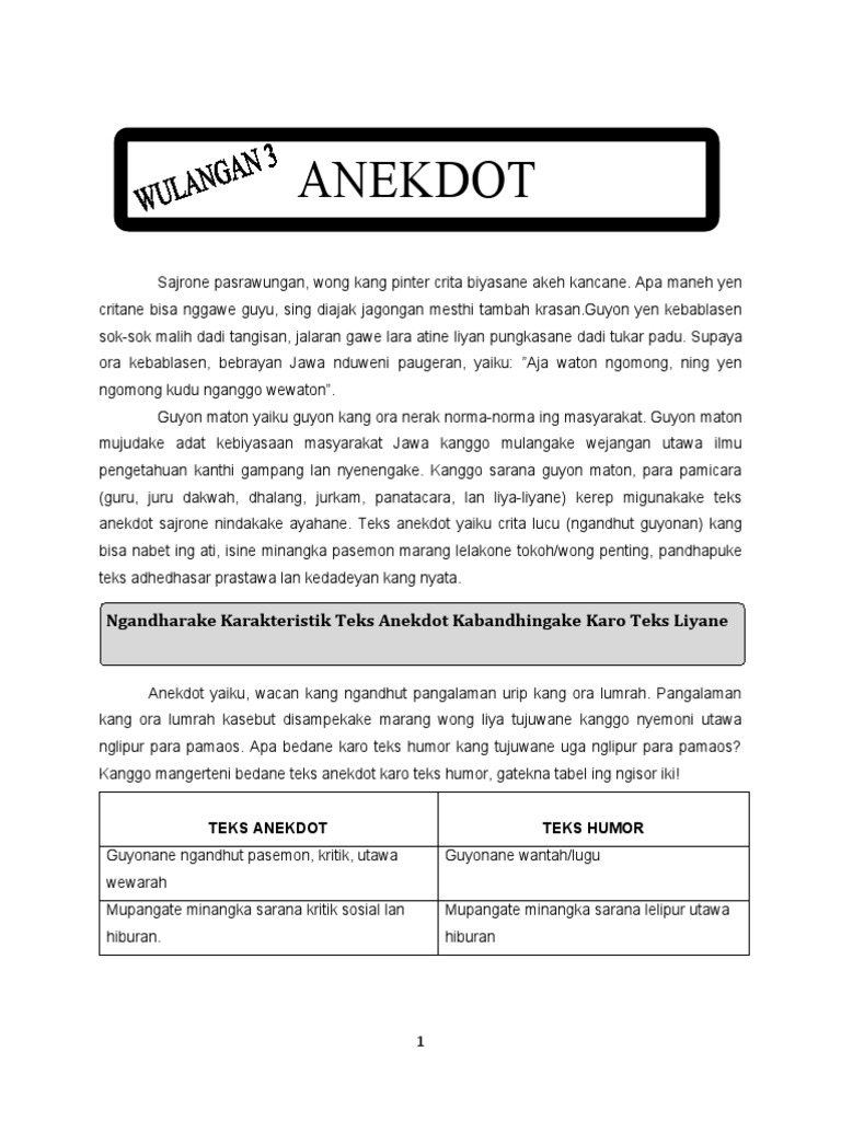 B Jawa Kelas Xii Bab 3 Teks Anekdot & Teks Humor | PDF