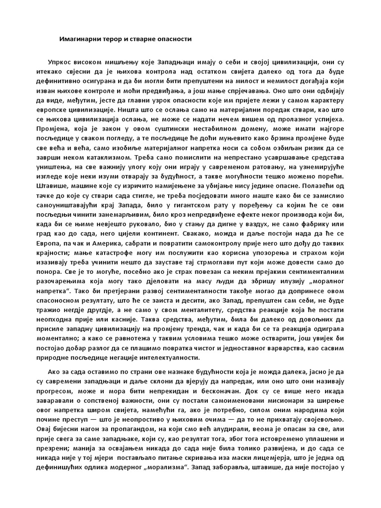 Rene Genon - Imaginarni Teror I Stvarne Opasnosti | PDF