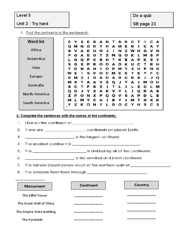Level 5 Unit 2 Try Hard Do A Quiz | PDF