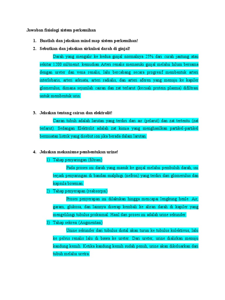 Fisiologi Sistem Perkemihan dan Urin | PDF
