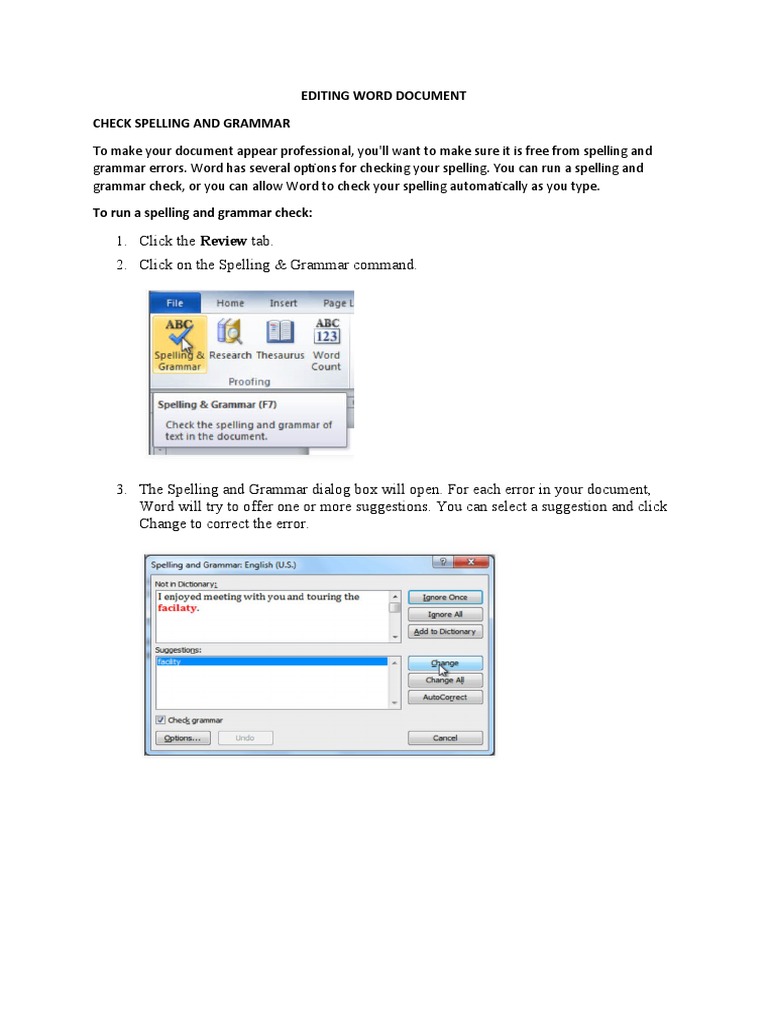 Editing Word Document | PDF | Spelling | Error