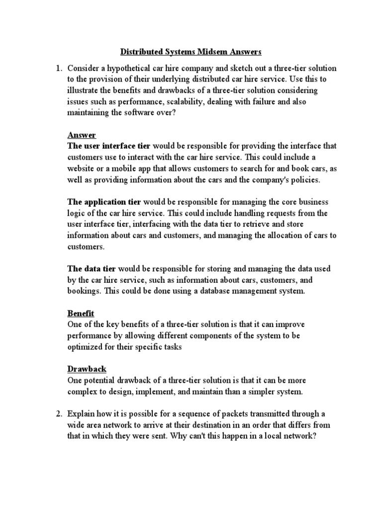 Distributed Systems Midsem Answers | PDF | Port (Computer Networking) | Computer Network