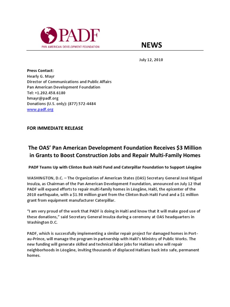 Padf CBHF Caterpillar 7 11-Final | PDF | Haiti