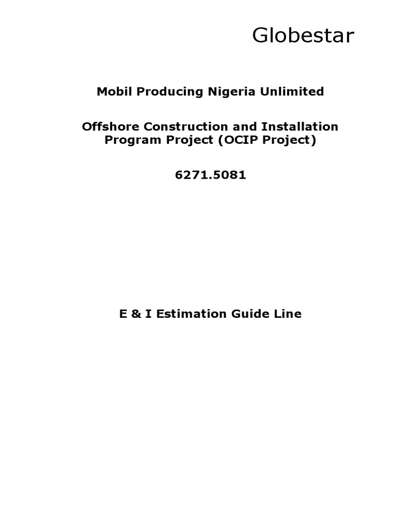 E&I Estimation Guidelines for OCIP Project | PDF | Pipe (Fluid ...