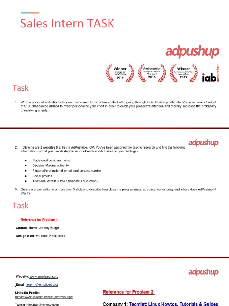 Sales Intern Tech Task | PDF