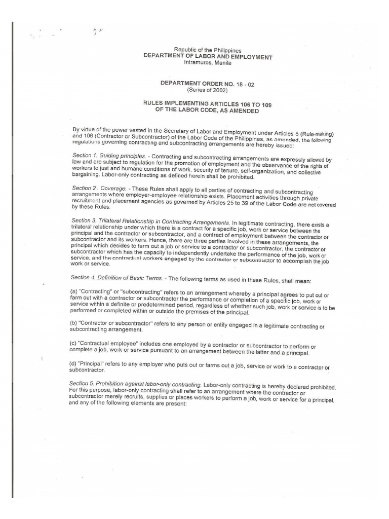 Department Order No. 18-02 Rules Implementing Articles 106 To 109 of ...