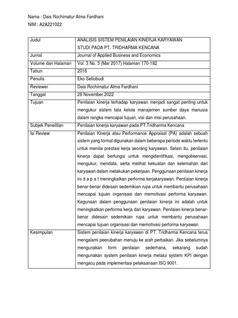 Uas - Psikologi Industri - Dais Rochimatur Alma Fardhani - A2a221022 | PDF