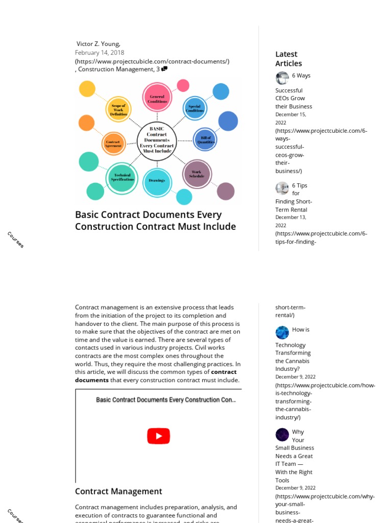 Basic Contract Documents For Construction Contracts - Projectcubicle ...