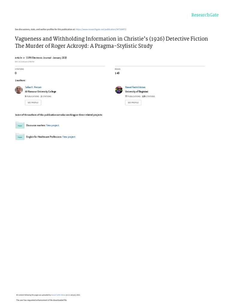 Vagueness and Withholding Information in A We J 2020 | PDF | Deception | Detective Fiction