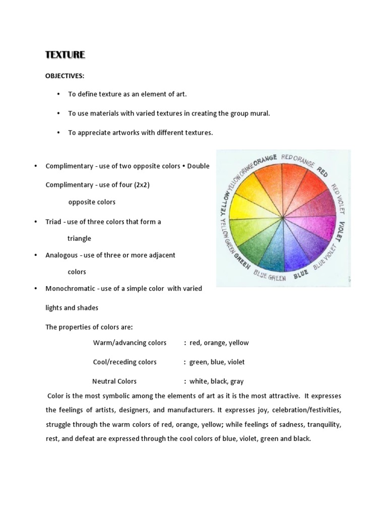 Lesson 3 TEXTURE | PDF | Color | Drawing