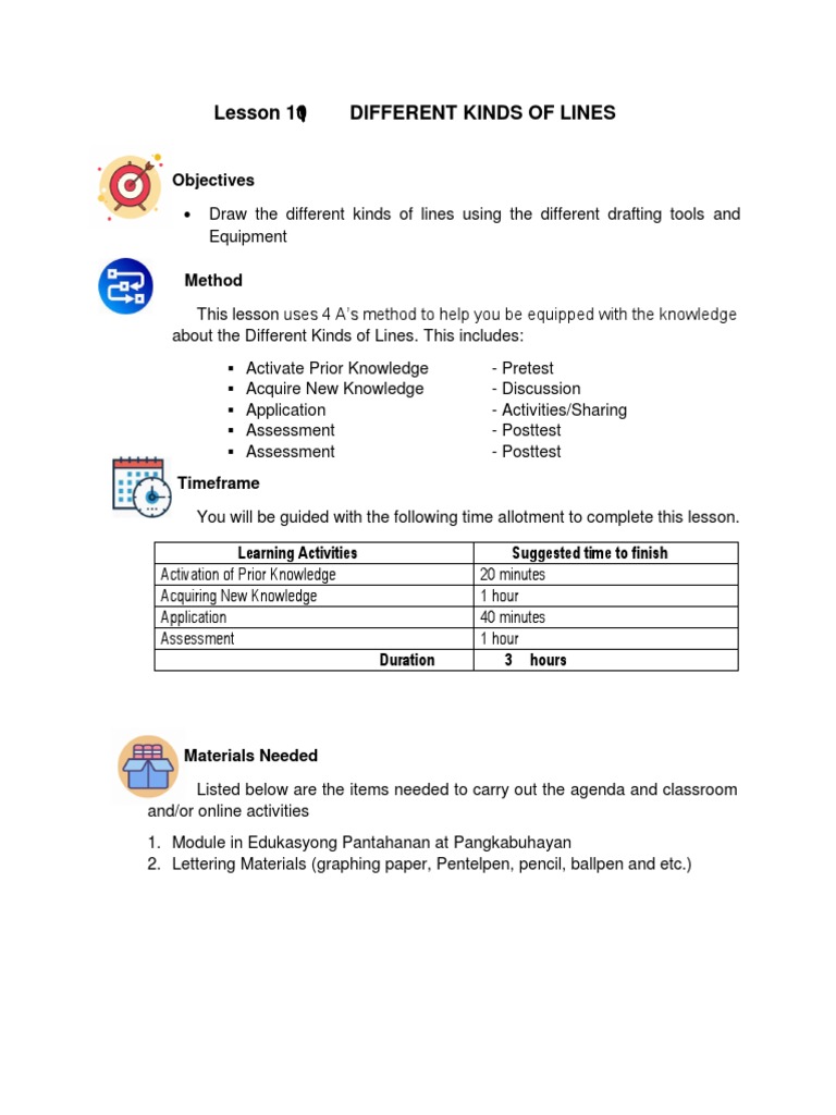 Lesson 11 DIFFERENT KINDS OF LINES | PDF | Circle | Geometry