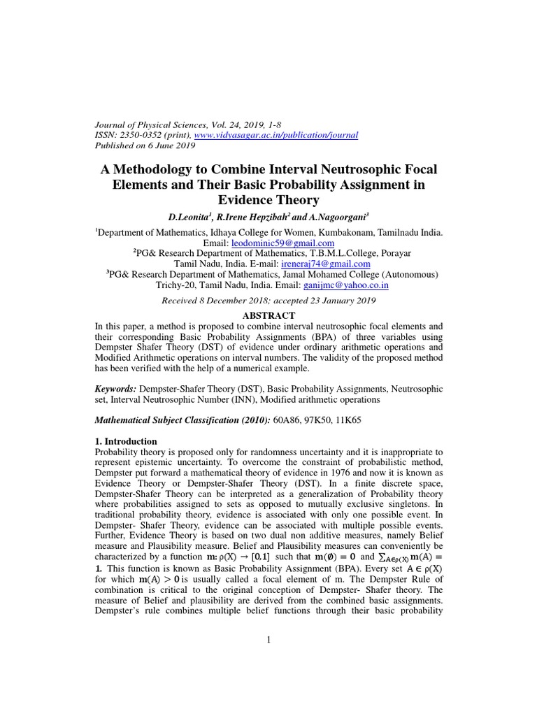 A Methodology To Combine Interval Neutrosophic Focal Elements and Their Basic Probability ...