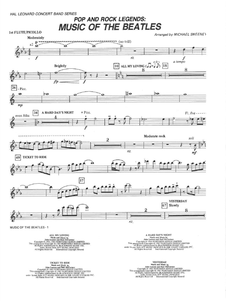 Beatles - Flute To Alto Sax | PDF