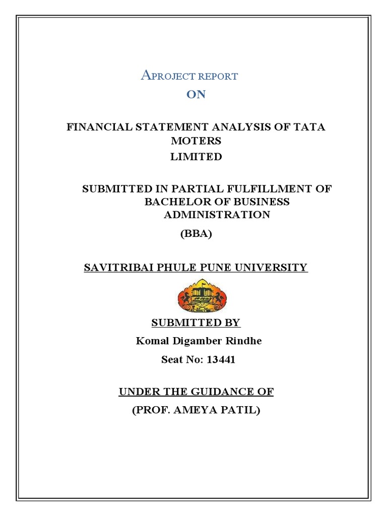 Finance Project - Tata Motors - Final | PDF | Working Capital | Market ...