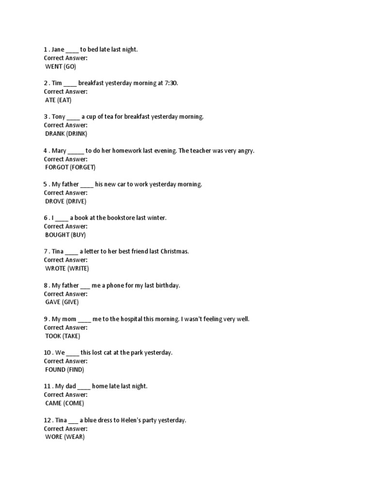 Irregular Verbs 2 Pdf