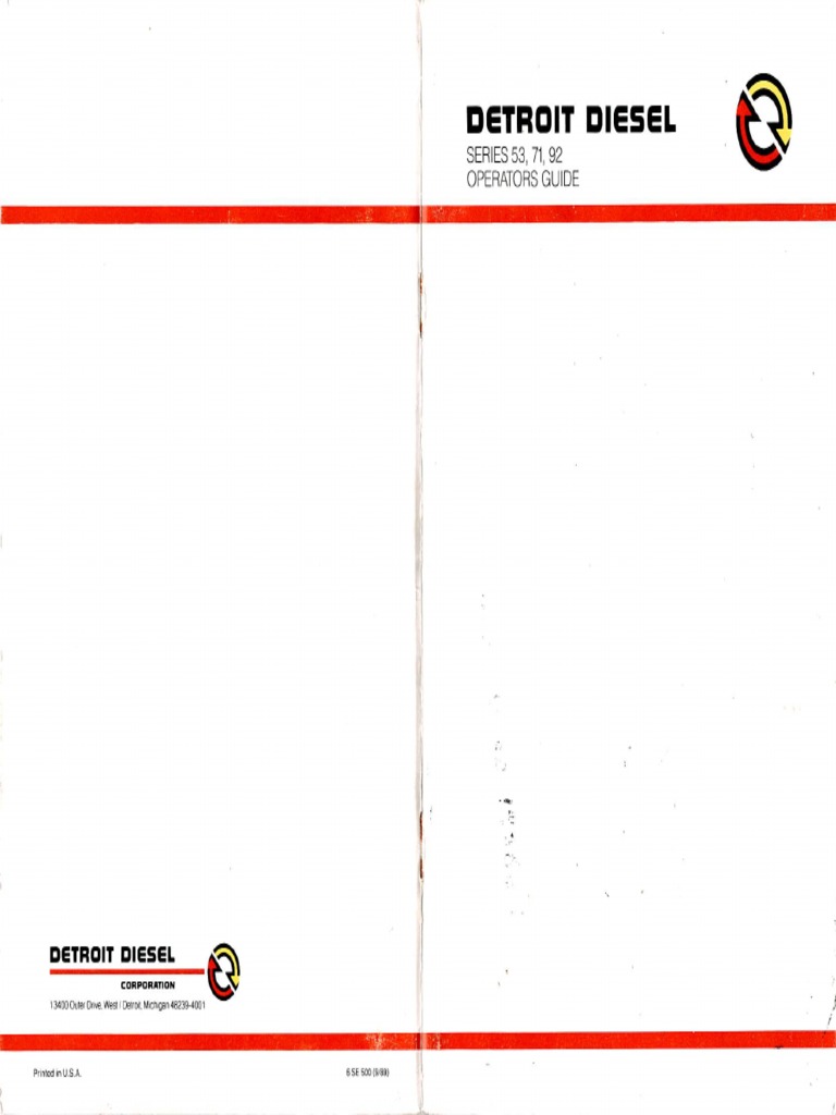 Detroit Diesel Operators Guide Series 53 71 92 | PDF