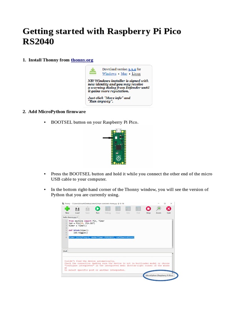 Getting Started Rspberry Pi Pico | PDF