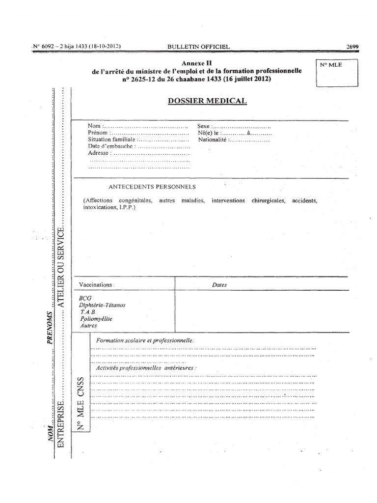 Modèle Dossier Médical & Fiche D'aptitude | PDF