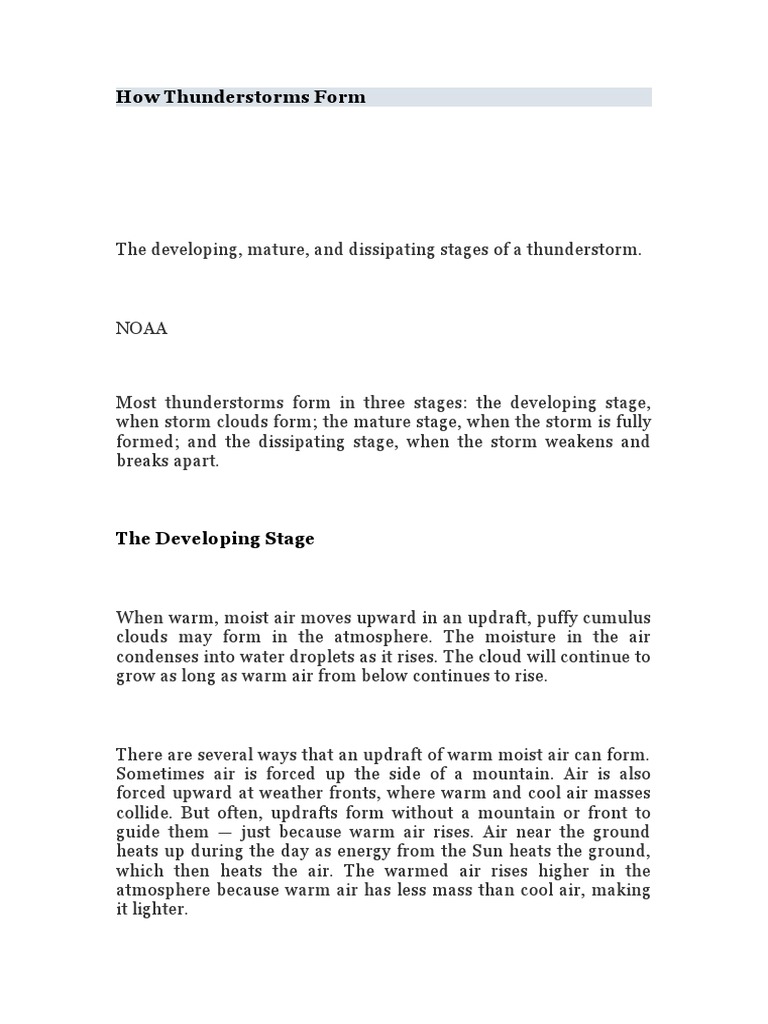 How Thunderstorms Form - Lecture Notes | PDF | Thunderstorm | Lightning