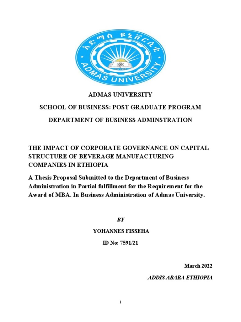 Admas University Research Proposal | PDF | Capital Structure ...