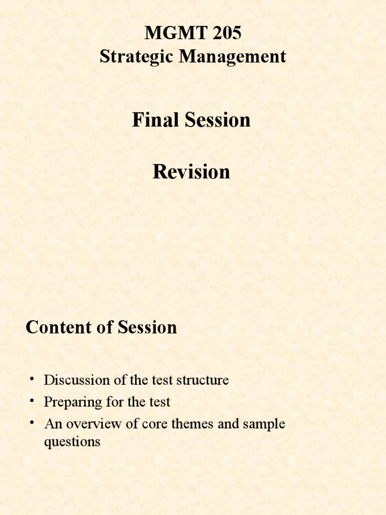 Lecture 12 Revision Slides | PDF | Strategic Management | Mergers And ...