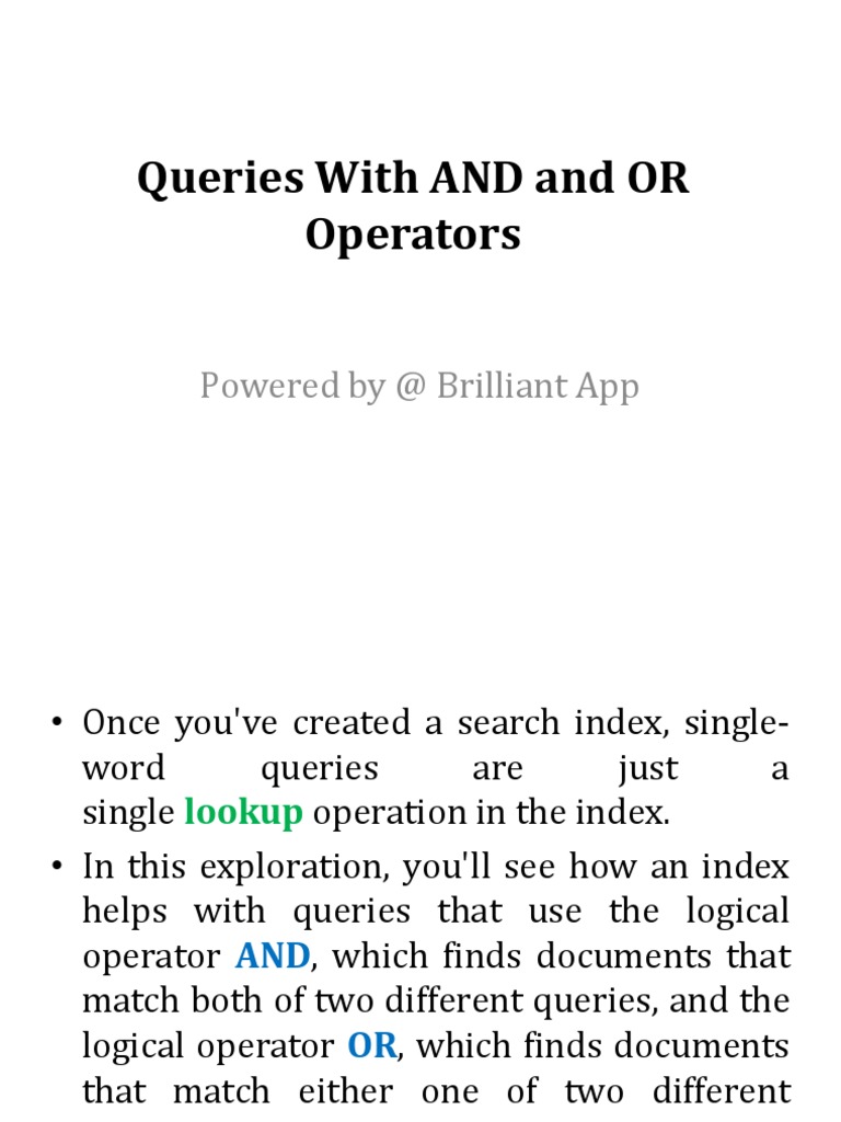 Queries With AND and OR Operators | PDF | Search Engine Indexing | Algorithms And Data Structures