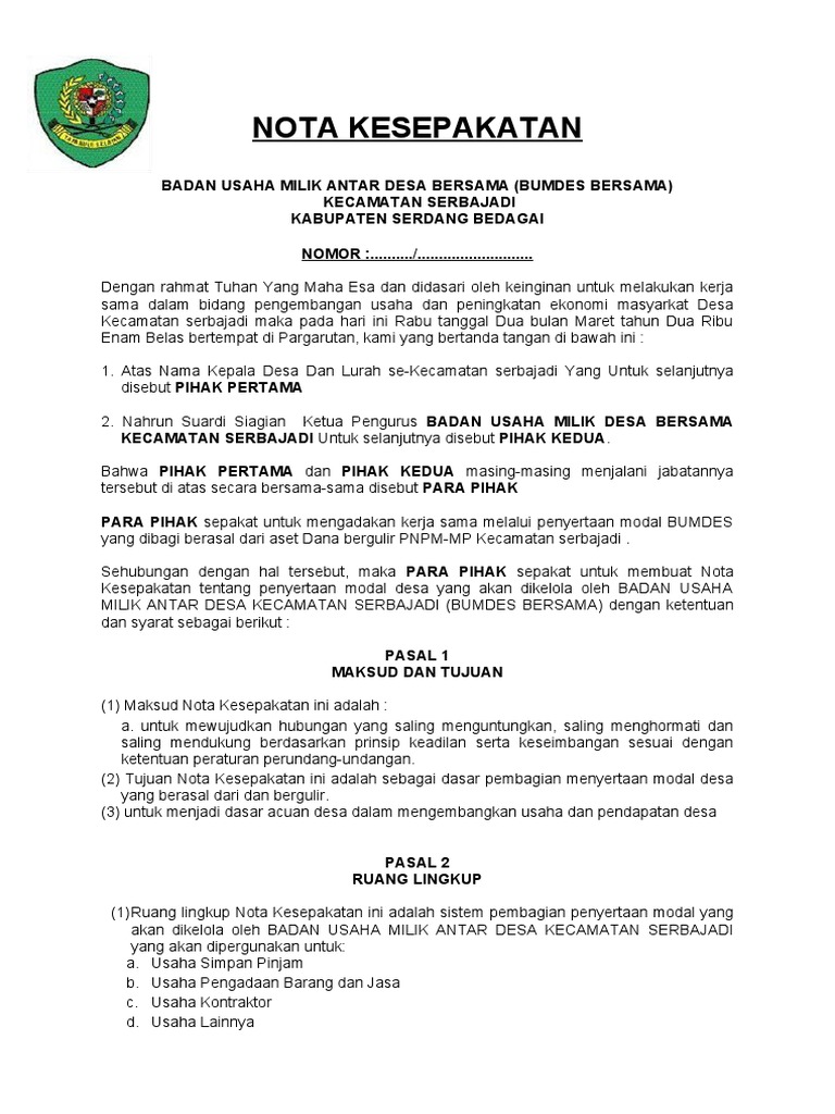 Nota Kesepakatan Pdf