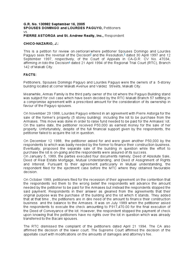 LAW 3100 - Persons & Family Relations - JD 60 G.R. No. 130982 - Sps. Domingo vs. Astorga - Case ...